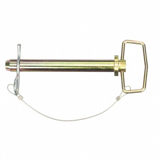 Hitch Pin, Detent, Steel, 1045, Zinc, 1 1/4 in Pin Dia., 7 in Usable ...