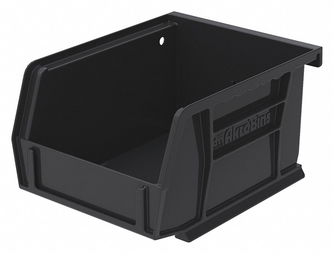 AKRO-MILS Hang and Stack Bin: 4 1/8 in x 5 3/8 in x 3 in, Black, Label ...