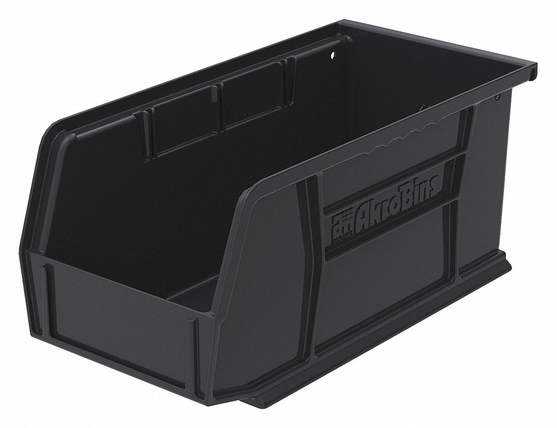 AKRO-MILS Hang and Stack Bin: 5 1/2 in x 10 7/8 in x 5 in, Black, Label ...