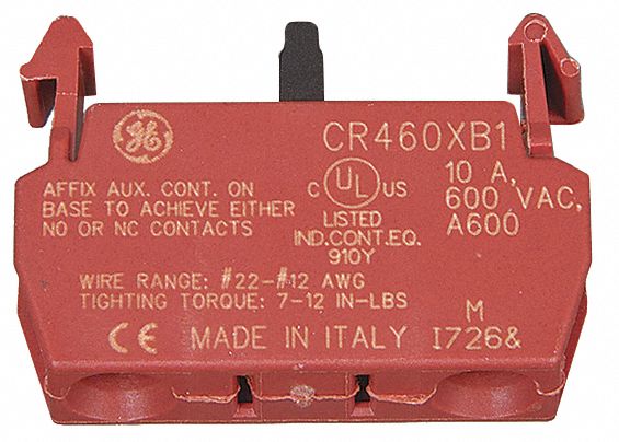 GE LIGHTING CONTACTOR AUX CONTACT BLOCK,1P - Auxiliary Contacts ...