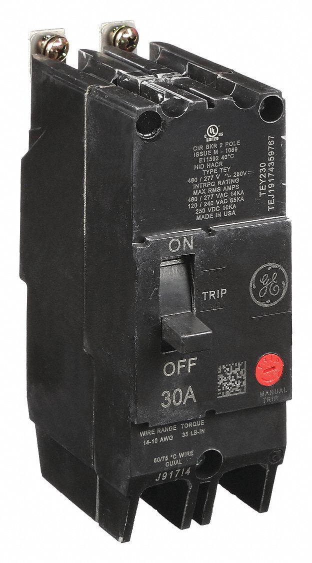 GE, 30 A Amps, 14kA at 277/480V AC, Molded Case Circuit Breaker - 3HXD7|TEY230 - Grainger