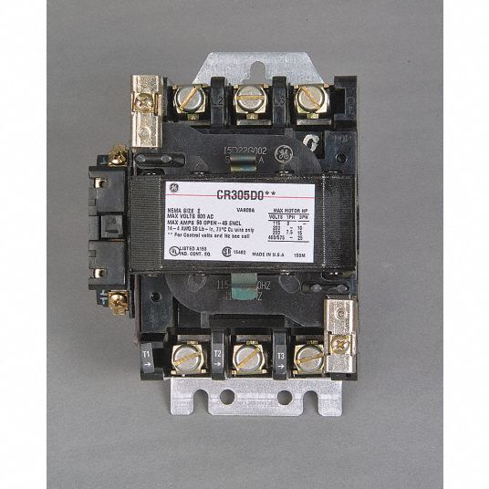 GE 120V AC NEMA Magnetic Contactor; No. of Poles: 3, Reversing: No, 45 ...