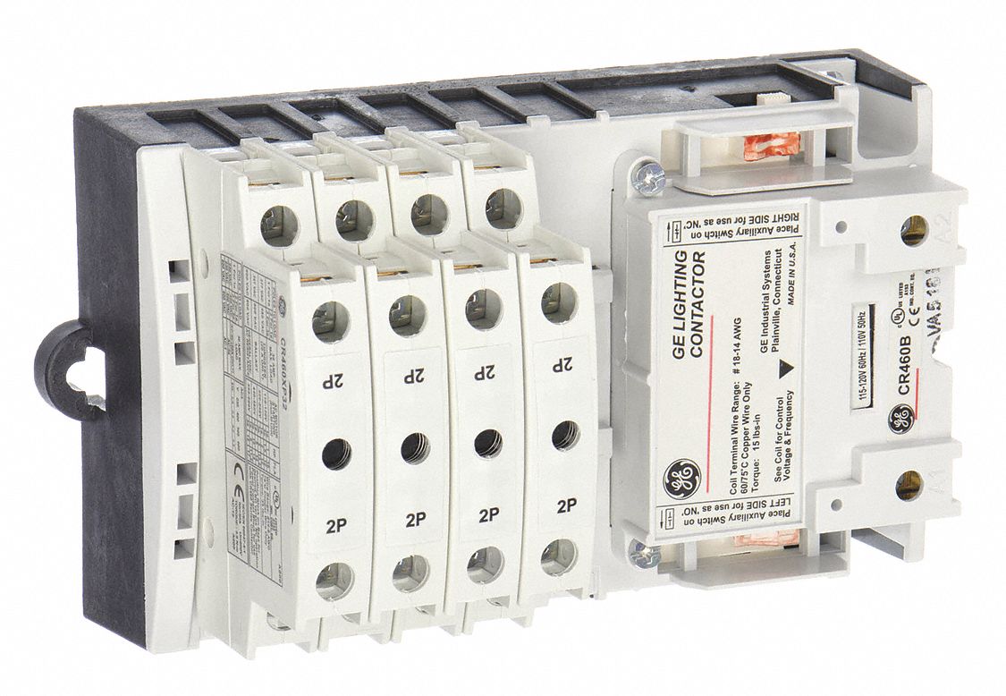 GE, 8 Poles, 120V AC, Lighting Magnetic Contactor - 3HYA9|CR463L80AJA ...