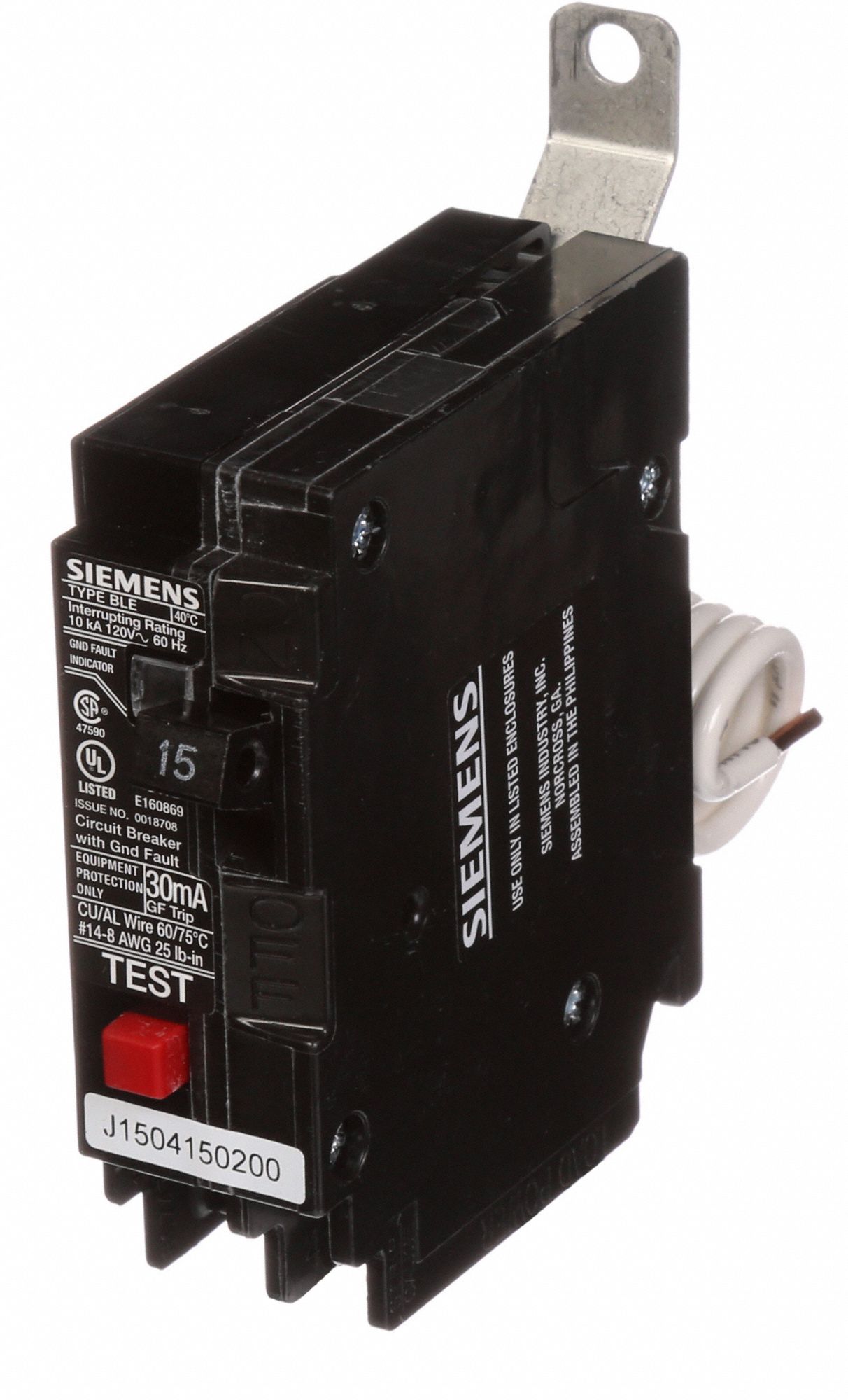 SIEMENS Miniature Circuit Breaker: 15 A Amps, 120V AC, Single Phase, 10kA at 120/240V AC - 3HZL4 ...