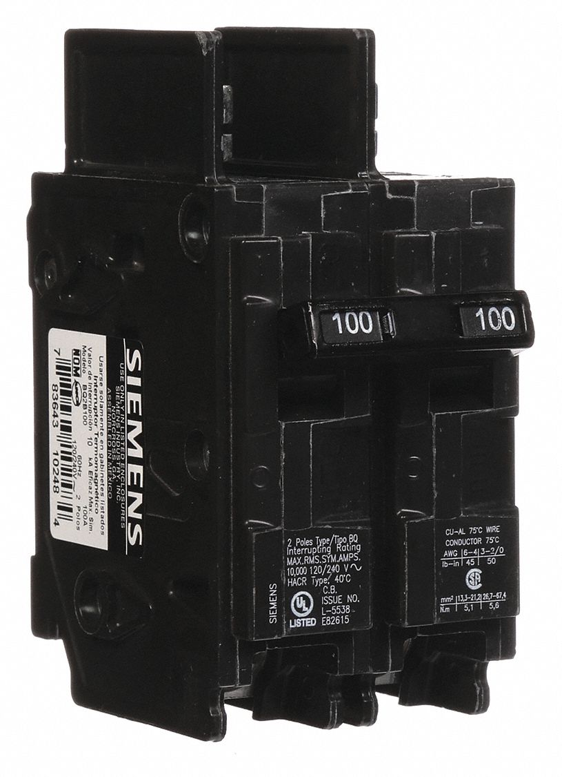 100 A Amps, 120/240V AC, Miniature Circuit Breaker - 3HZV1|BQ2B100 ...