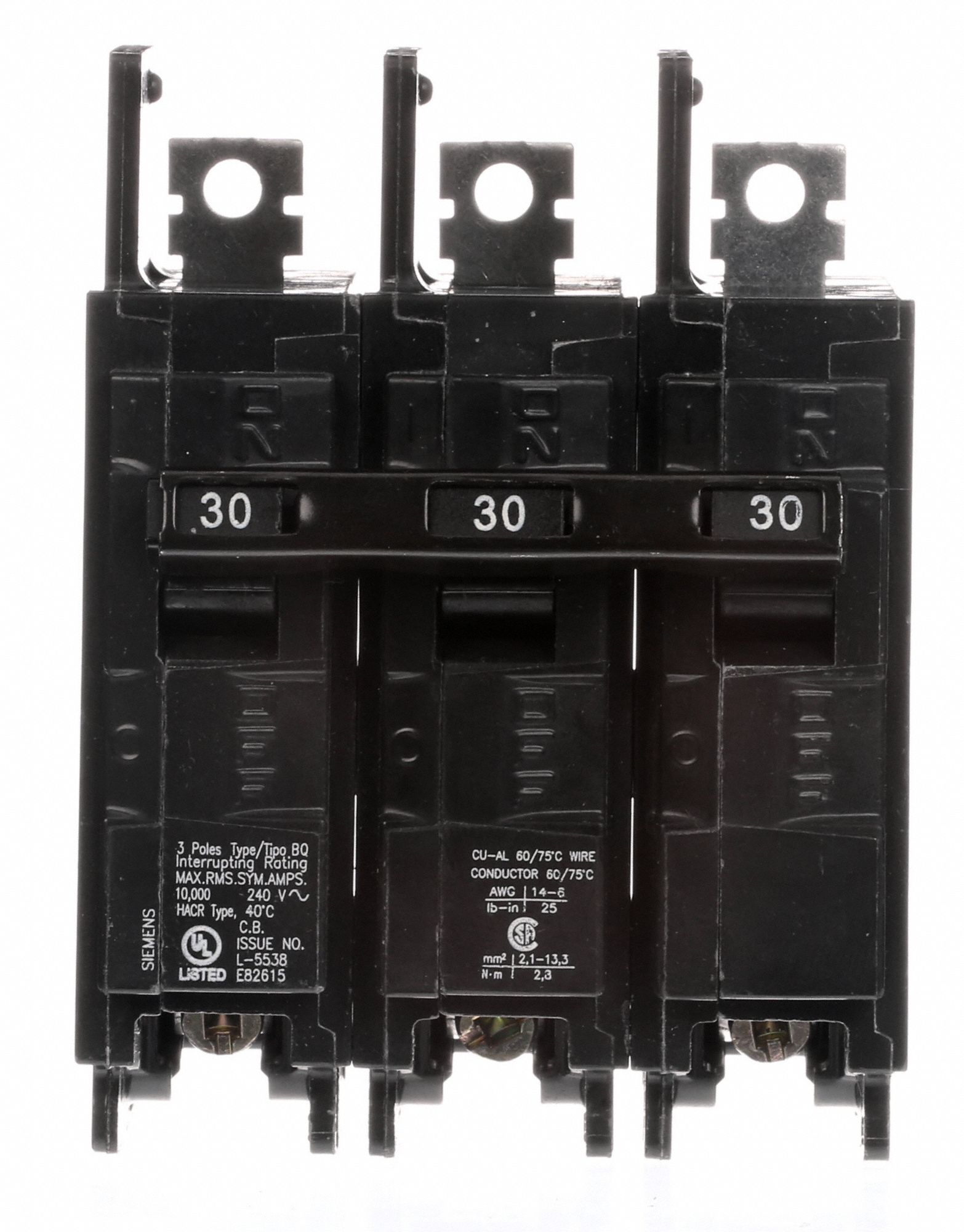 SIEMENS Miniature Circuit Breaker: 30 A Amps, 240V AC, Three Phase ...