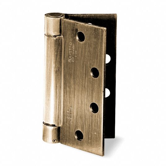 Spring Hinge With Holes, Satin Brass Finish - Grainger