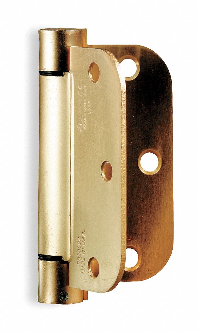 Spring Hinge With Holes, Satin Brass Finish - Grainger