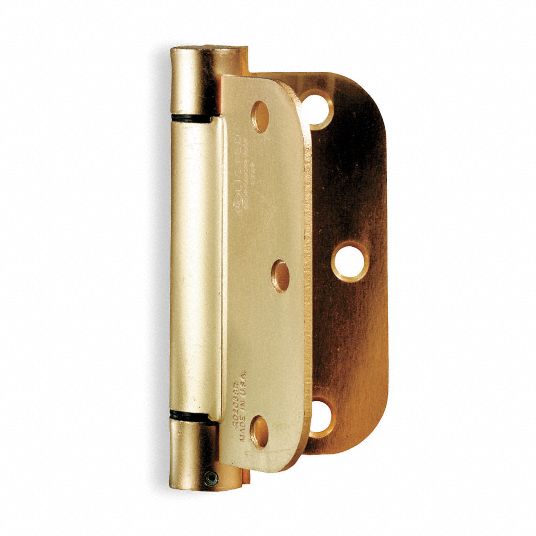 Spring Hinge With Holes, Satin Brass Finish - Grainger