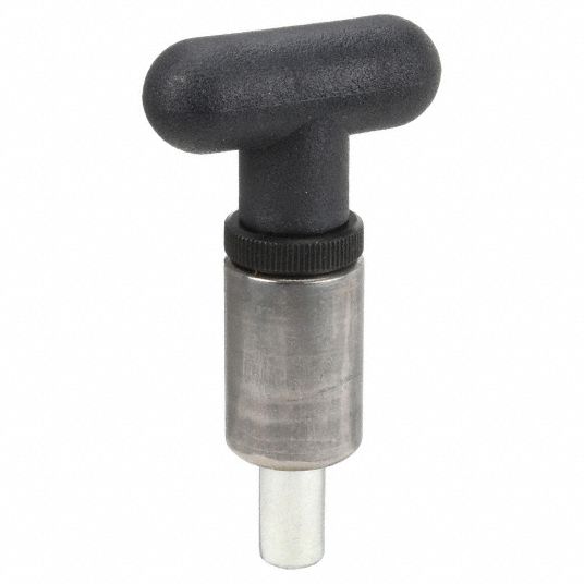 Rounded T-Knob, 0.5 in Plunger Wd, Weld Mount Retractable Spring ...