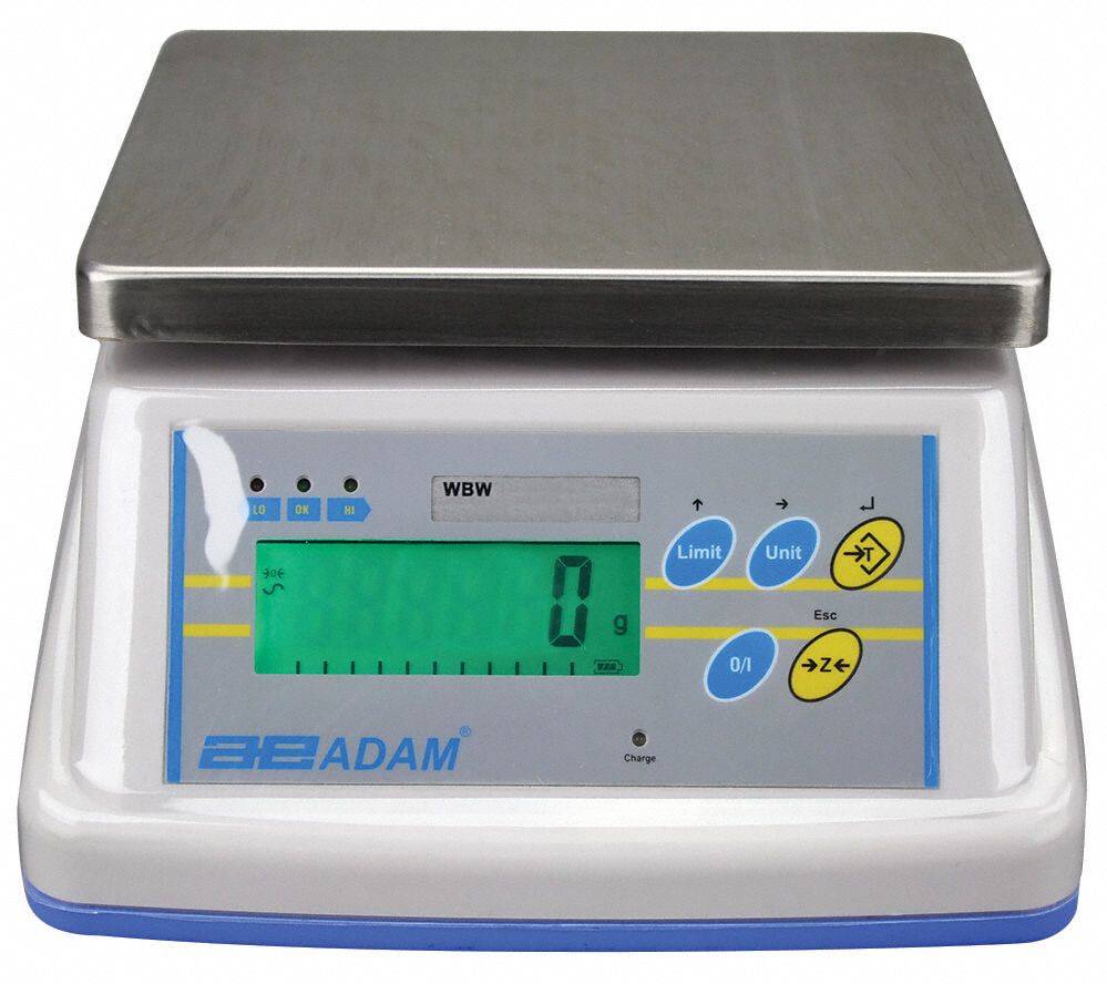 ADAM EQUIPMENT Bench Scale: 18 lb Wt Capacity, 7 1/8 in Weighing ...