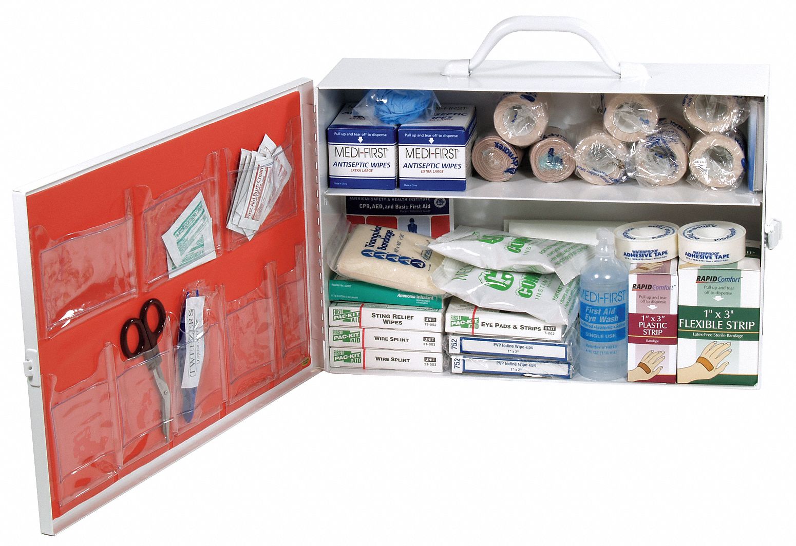 RAPID COMFORT First Aid Kit, Cabinet, Steel, General Purpose, 100 ...