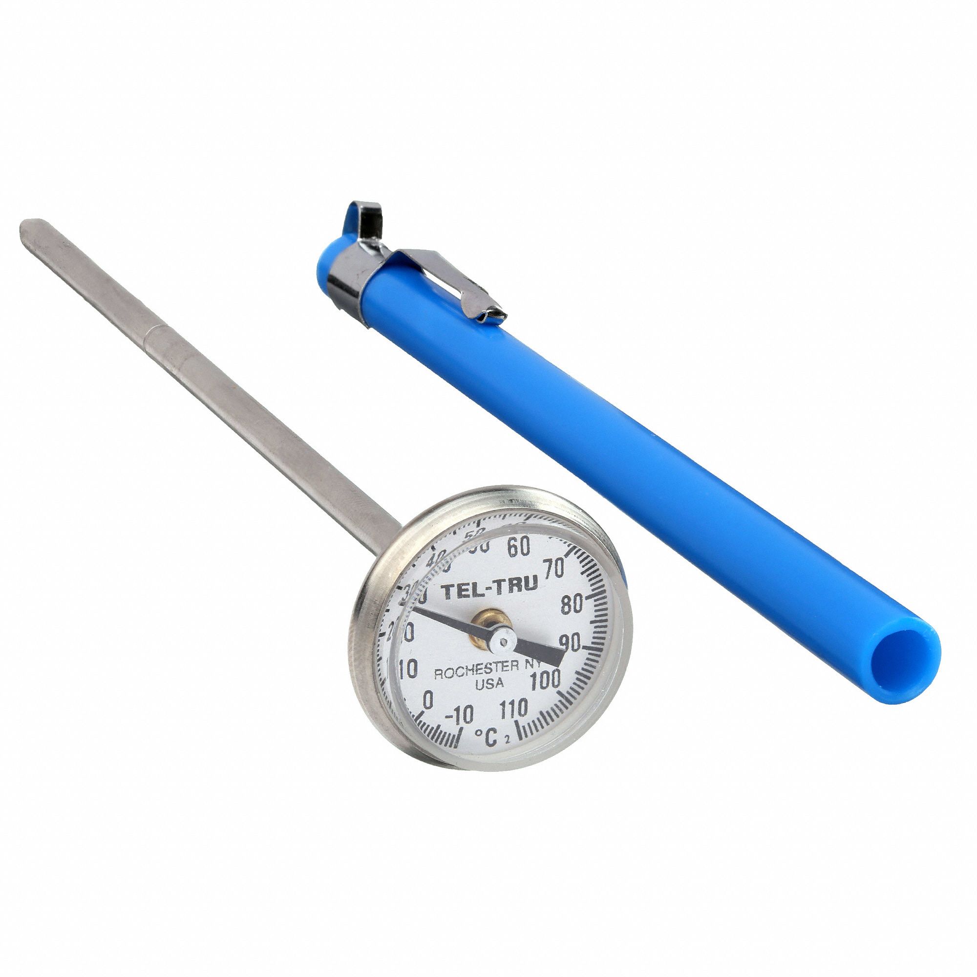 TEL-TRU Dial Pocket Thermometer: 1 in Dial Dia, 5 in Stem Lg, NSF Rated ...