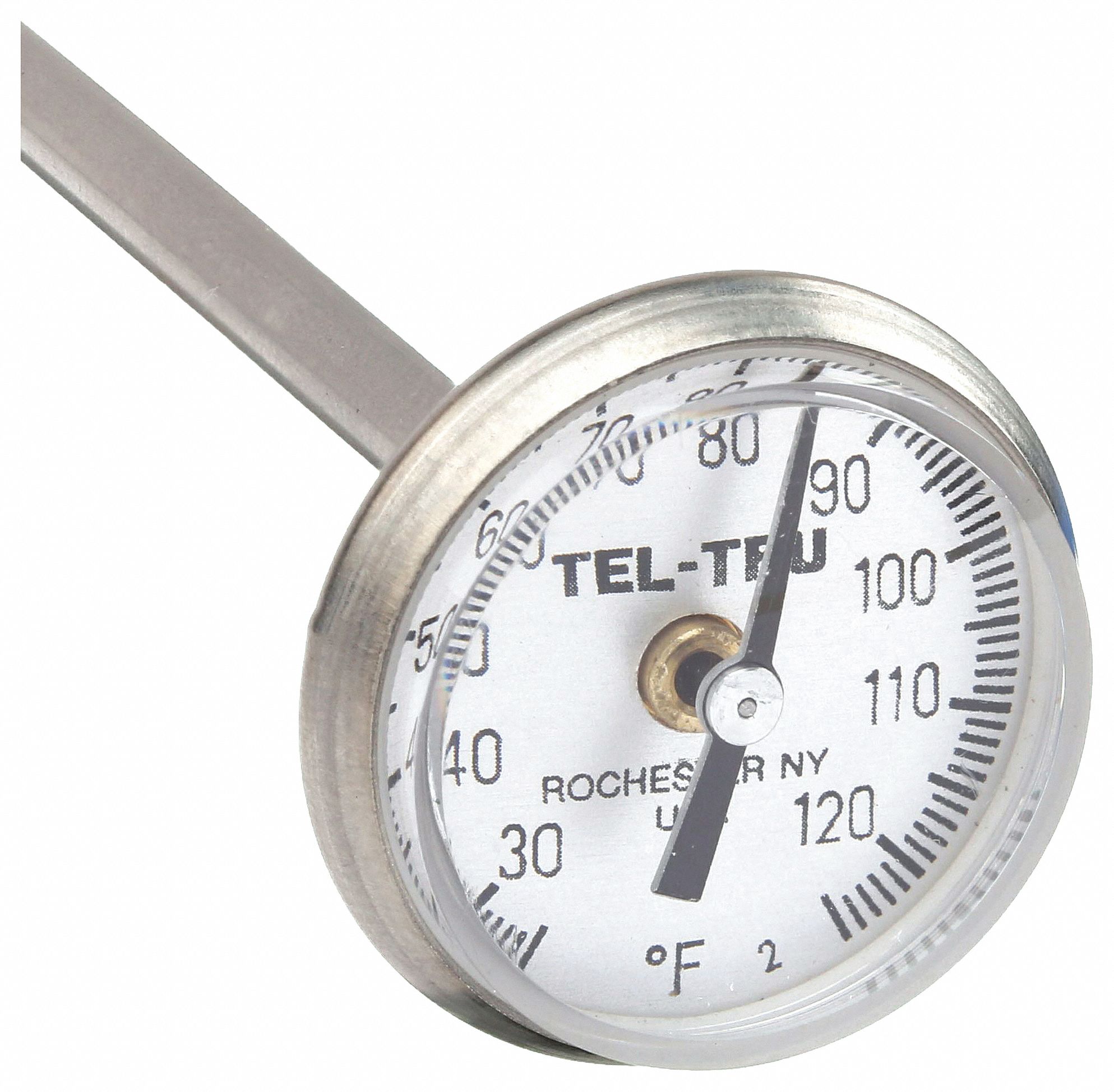 TEL-TRU, 25°F to 125°F, +/- 1% Accuracy, Dial Pocket Thermometer ...