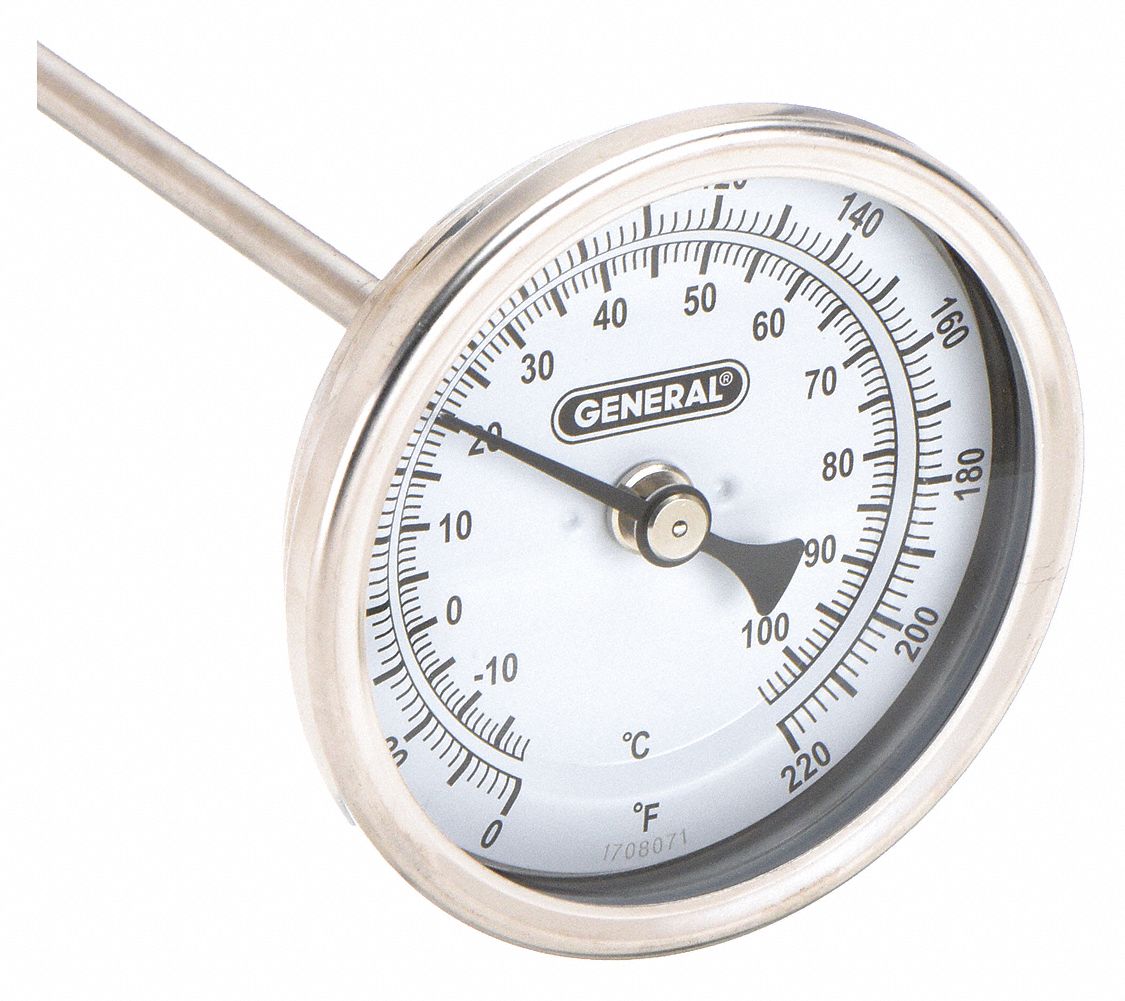GENERAL, 0°F to 220°F /-18°C to 104°C, +/- 1.5% Accuracy, Dial ...