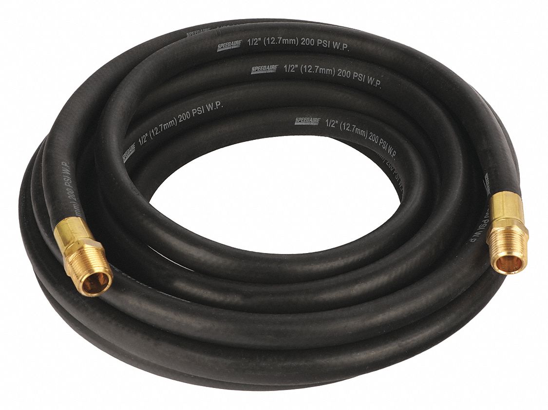 CONTINENTAL Air Hose: 1/2 in Hose Inside Dia., Black, Brass 1/2 in MNPT ...
