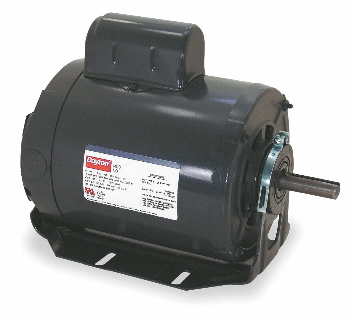 General Purpose Motor, 1 HP, Capacitor-Start, Nameplate RPM 1140 ...