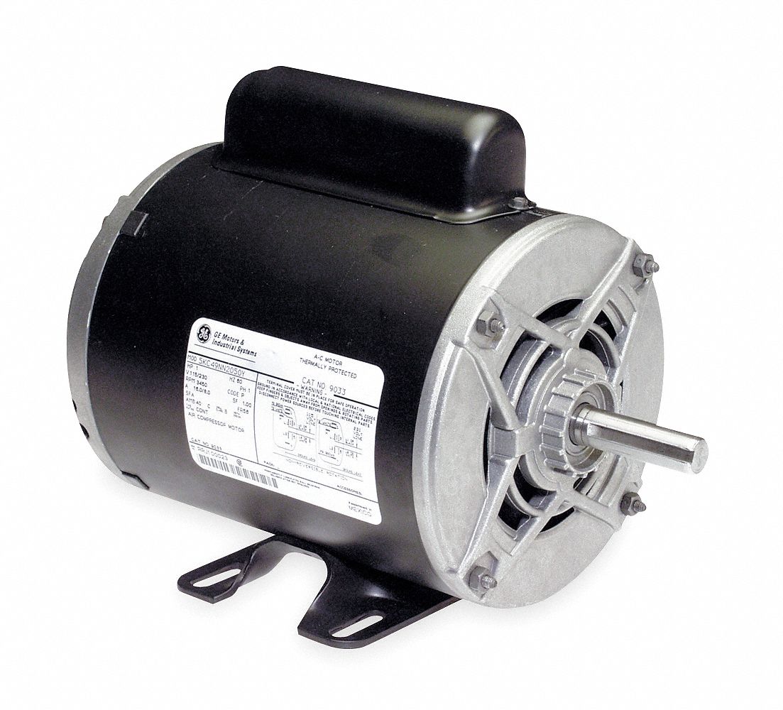 Commercial Duty Air Compressor Motor, 3/4 HP, Nameplate RPM 1725 ...