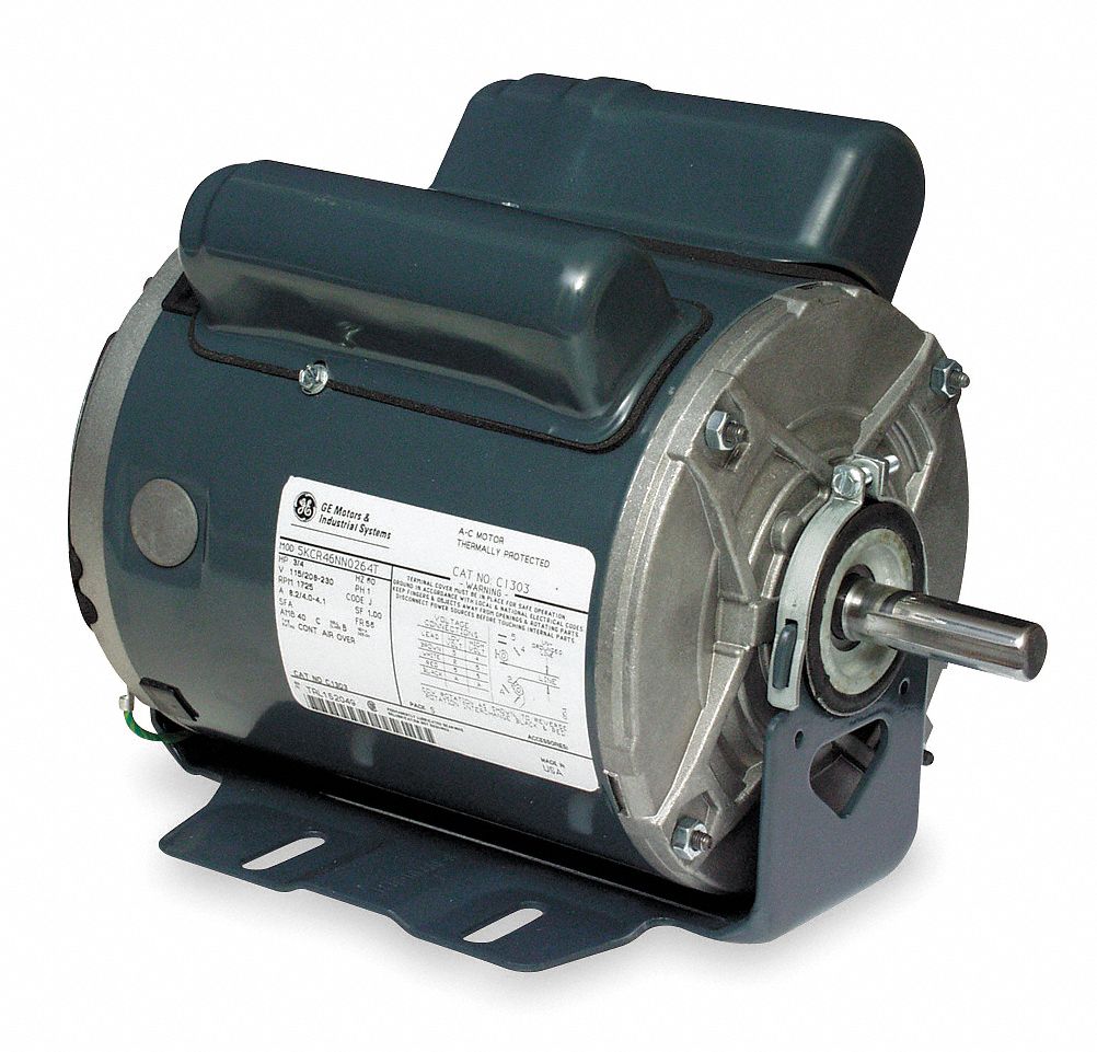Agricultural Fan Motor, 1 HP, Nameplate RPM 1725, Voltage 115/208-230 ...