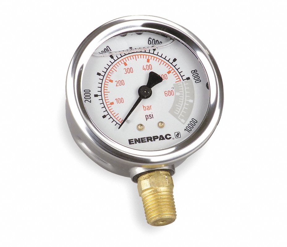 ENERPAC Manómetro,1/4"MNPT,0 a 10000 psi,R. Líq - Manómetros con ...