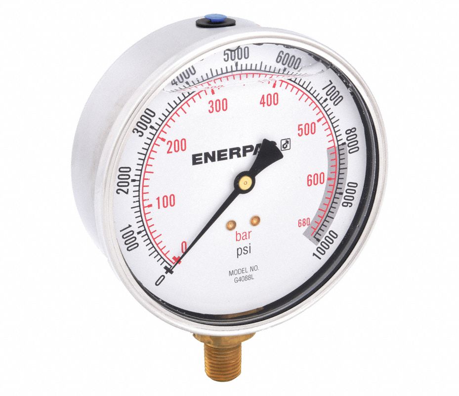 ENERPAC Manómetro,1/4"HNPT,0 a 10000 psi,R. Líq - Manómetros con ...