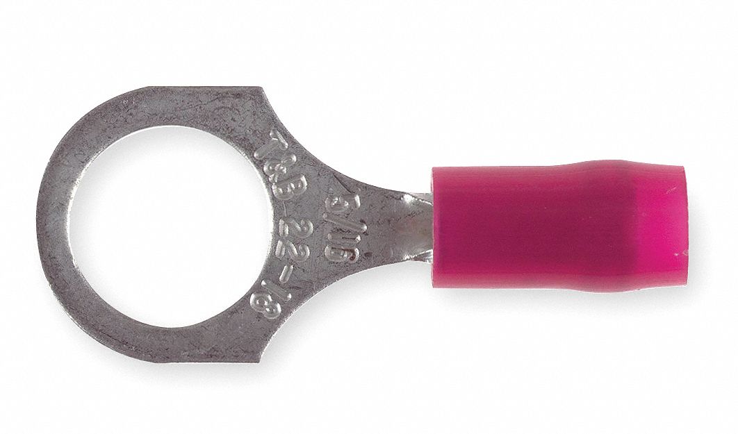 STA-KON Ring Terminal: Red, 5/16 in Stud Size, Overlapped, 221 Degrees ...