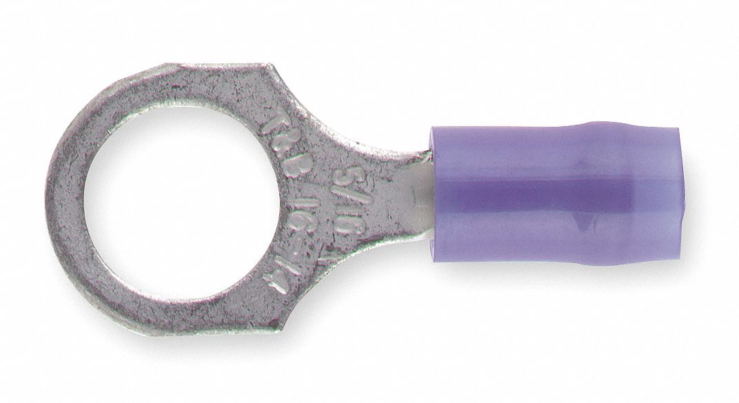 STA-KON Ring Terminal: Blue, Nylon, 5/16 in Stud Size, 18 AWG to 14 AWG ...
