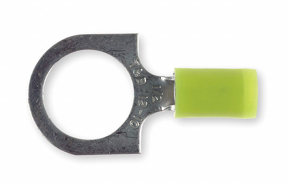 STA-KON Ring Terminal: Yellow, Nylon, 1/2 in Stud Size, 12 AWG to 10 ...