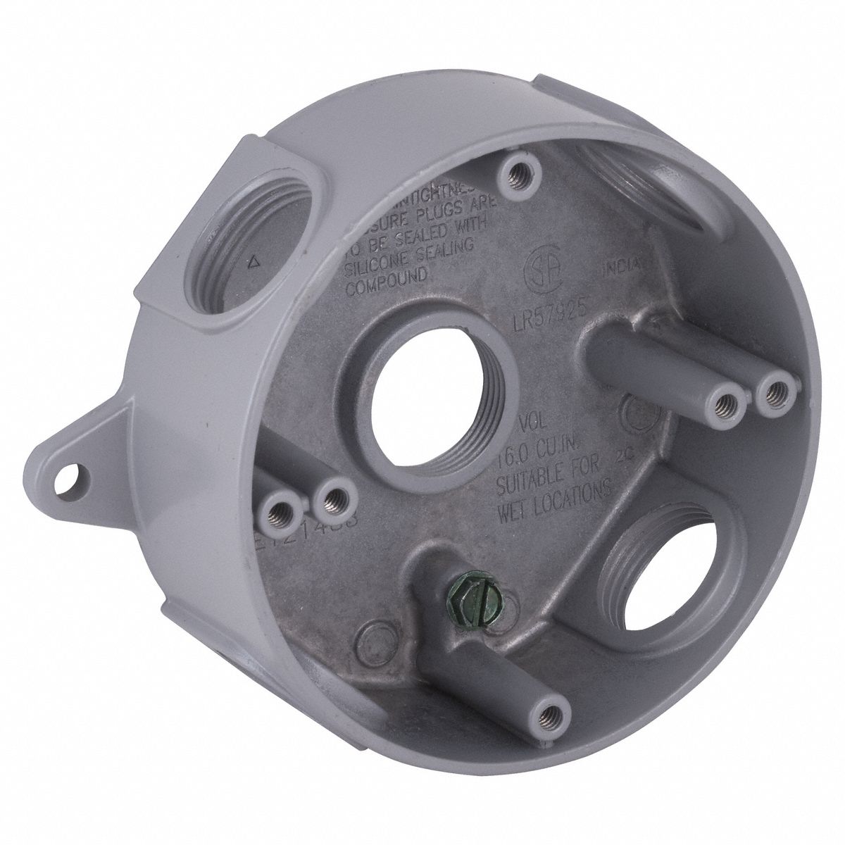 BELL Weatherproof Electrical Box: 1 Gangs, 3/4 in Hub Size, 5 Inlets, 4 ...