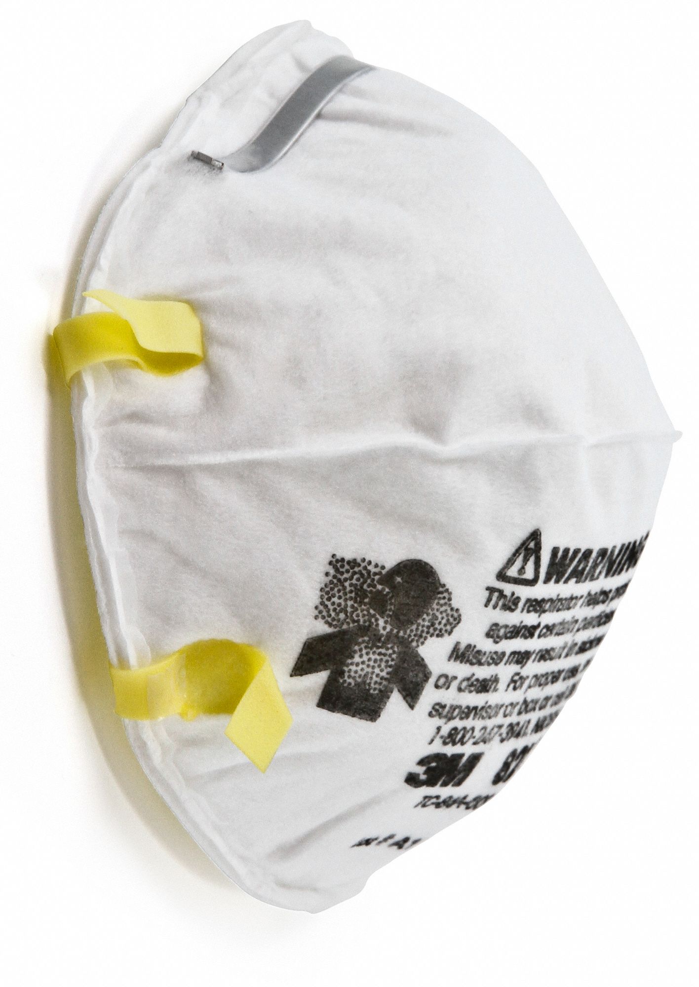 3M Disposable Respirator: Dual, Non-Adj, Metal Nose Clip, Std, White ...