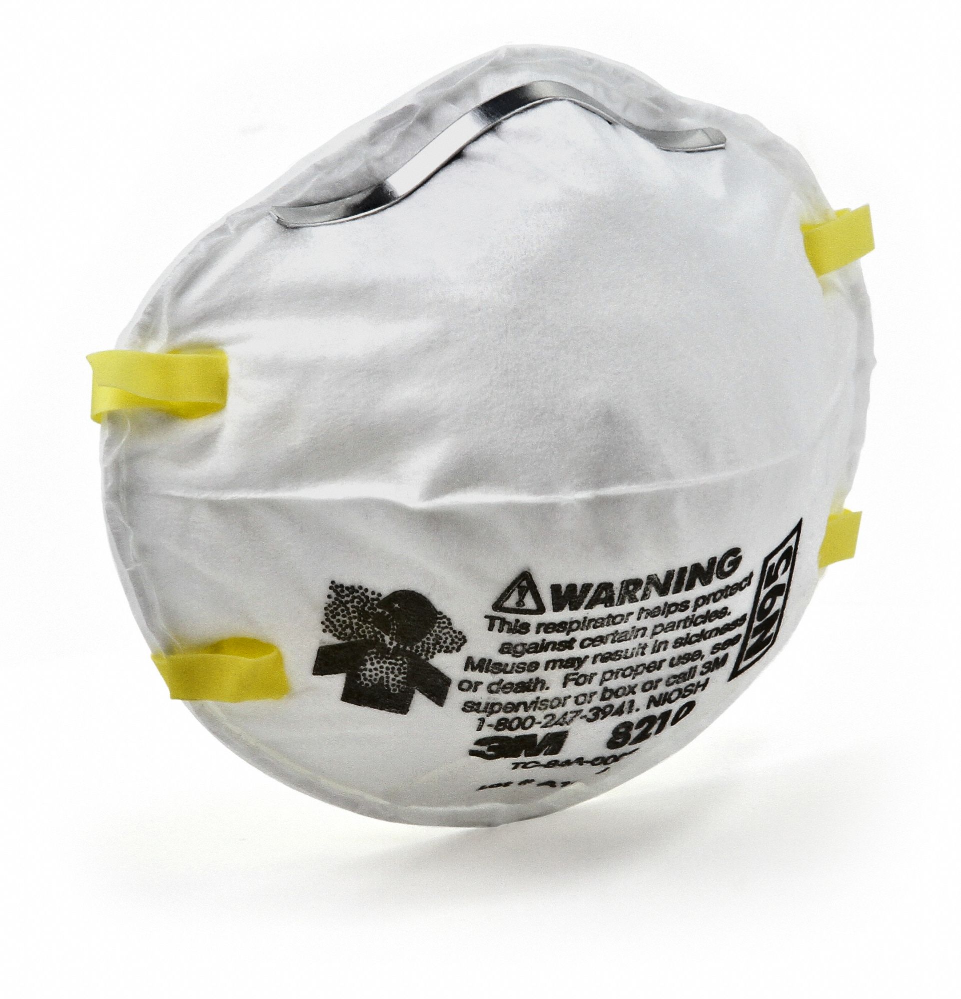 3M Disposable Respirator: Dual, Non-Adj, Metal Nose Clip, Std, White ...