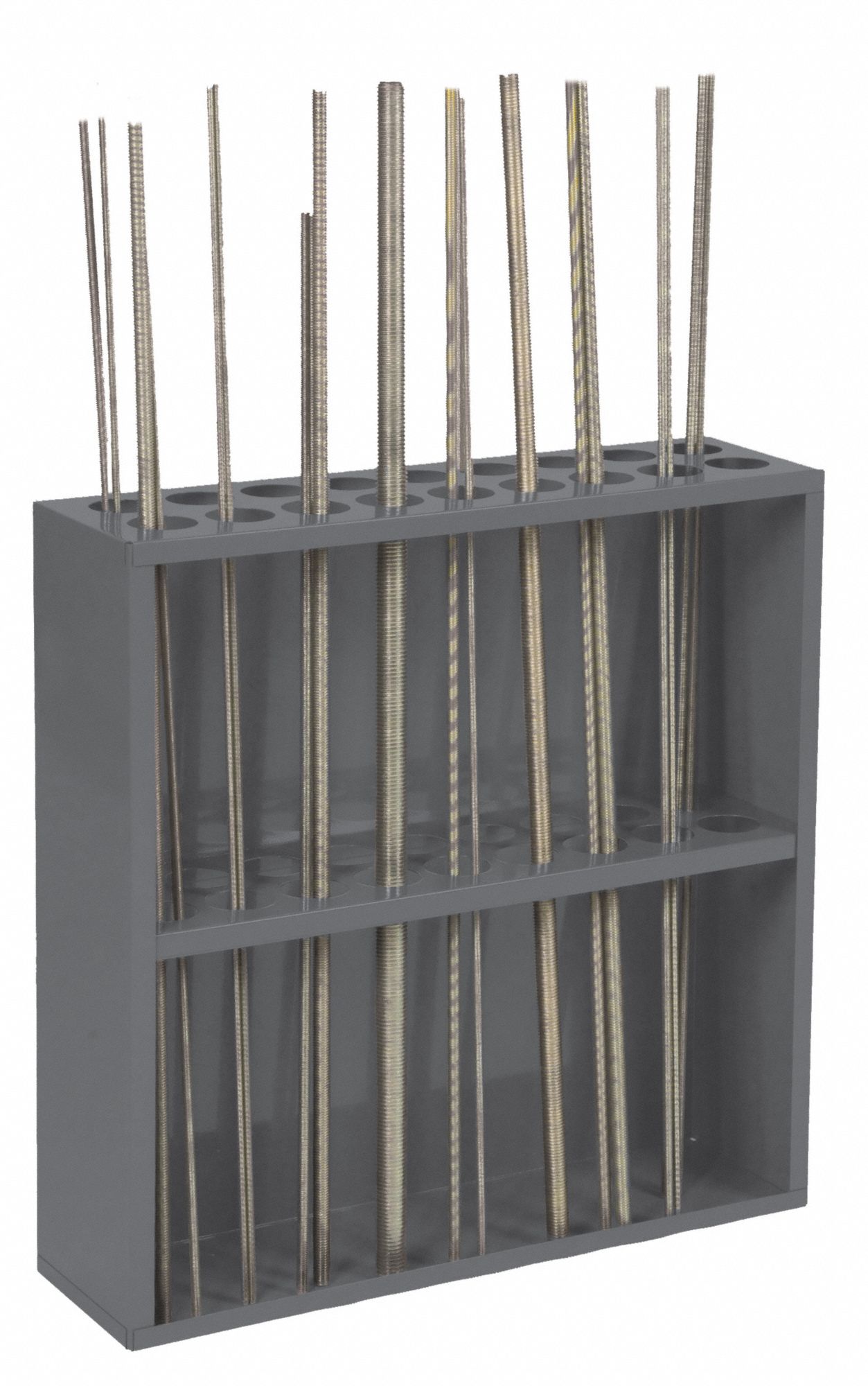 DURHAM MFG Threaded Rod Rack: Standalone, 24 in x 6 7/8 in x 24 in, 18 ...