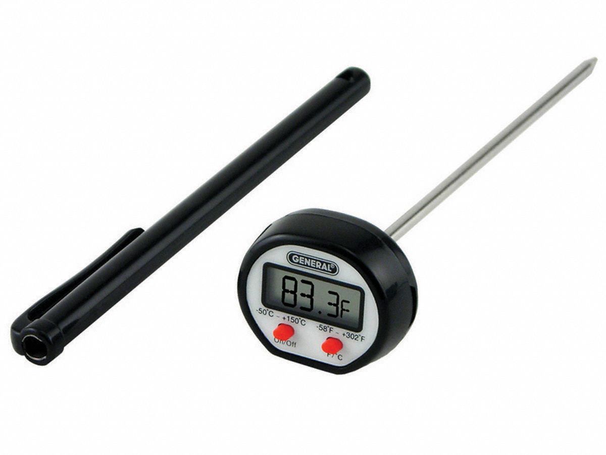 GENERAL Digital Pocket Thermometer: Top Reading Non-Rolling Style ...