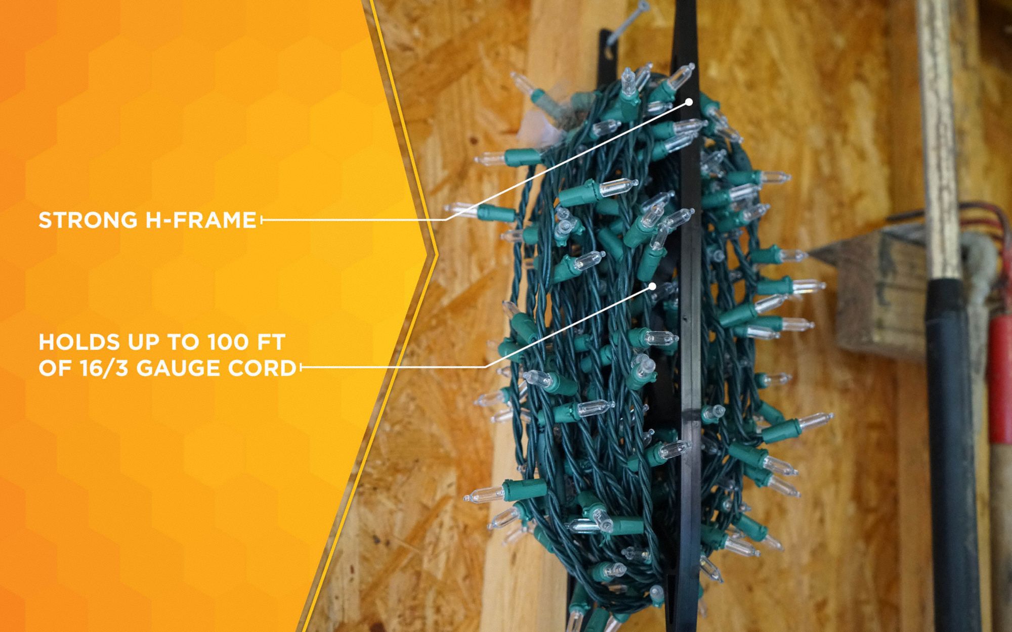 WOODS Hand Wind Cord Reel: Holds Up to 100 ft 16/3 Cord, Black - 3KVE9 ...