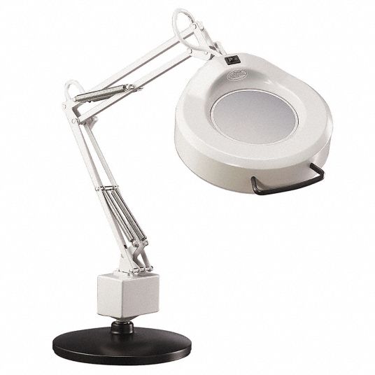 Round Lens Magnifier Light, 30 in Arm Length, 1.75x, Gray - Grainger