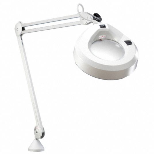 Round Magnifier Light, 45 in Arm Length, 2.25x, Light Gray - Grainger