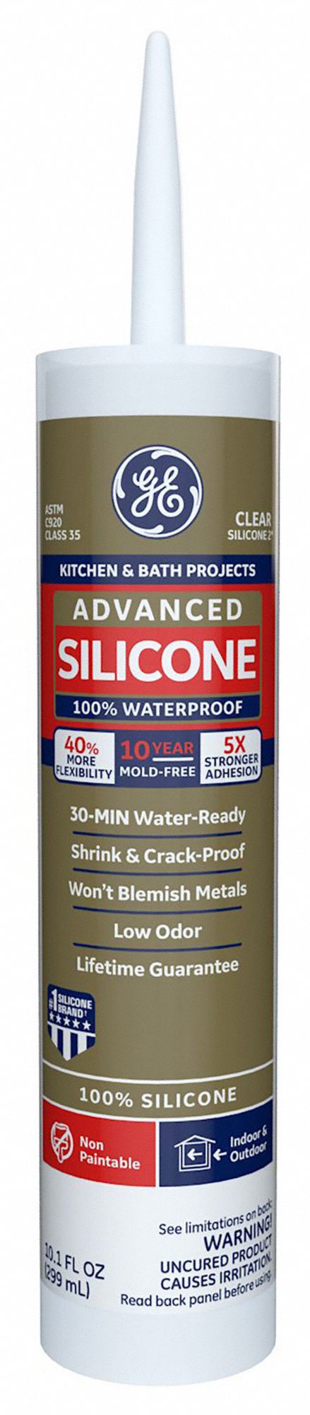 GE, Advanced Silicone, Clear, Silicone Sealant - 3LA48|2812562 - Grainger