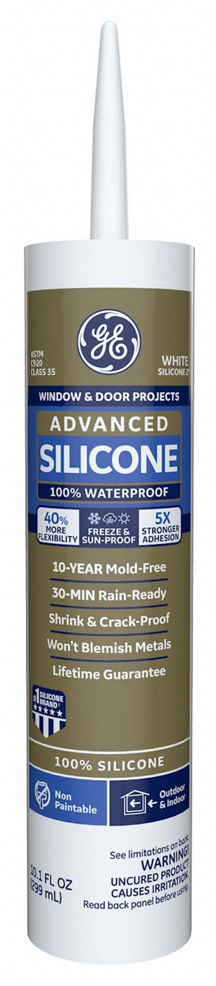 GE, Advanced Silicone, White, Silicone Sealant - 3LA51|2811093 - Grainger