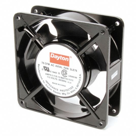 DAYTON, 4 11/16 in Ht, 1 1/2 in Dp, Standard Square Axial Fan - 3LE76 ...