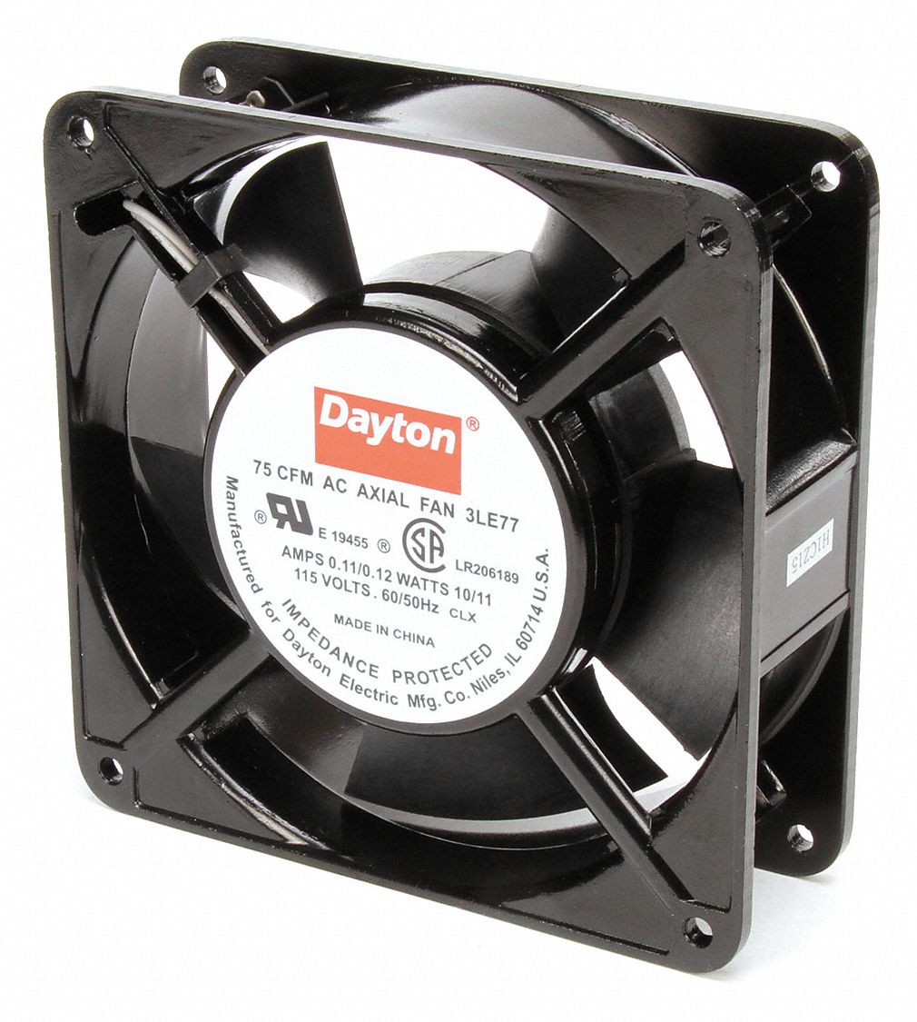 DAYTON, 4 11/16 in Ht, 1 1/2 in Dp, Standard Square Axial Fan - 3LE77 ...