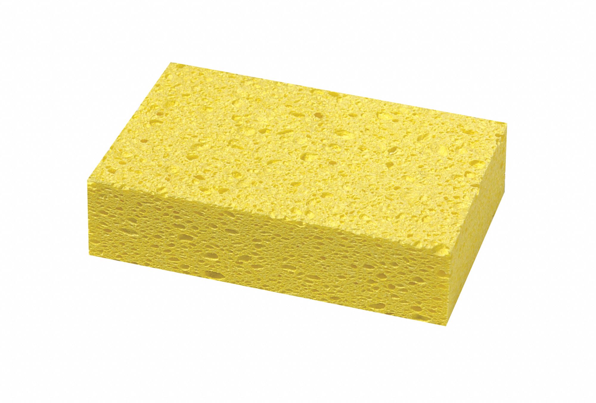 4 1/8 in x 6 in Wood Fiber Sponge, Yellow, 1EA - Grainger