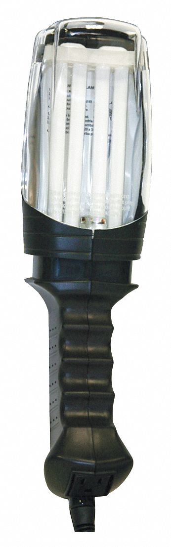 Fluorescent Hand Lamp, 13 Lamp Watts, 25 ft Cord Length, Black - Grainger