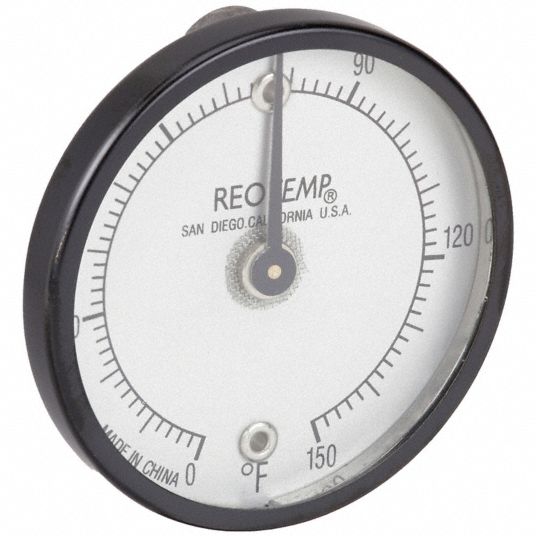 0° to 150°F/-20° to 65°C, 2 in Dial Dia, Magnetic Dial Thermometer ...