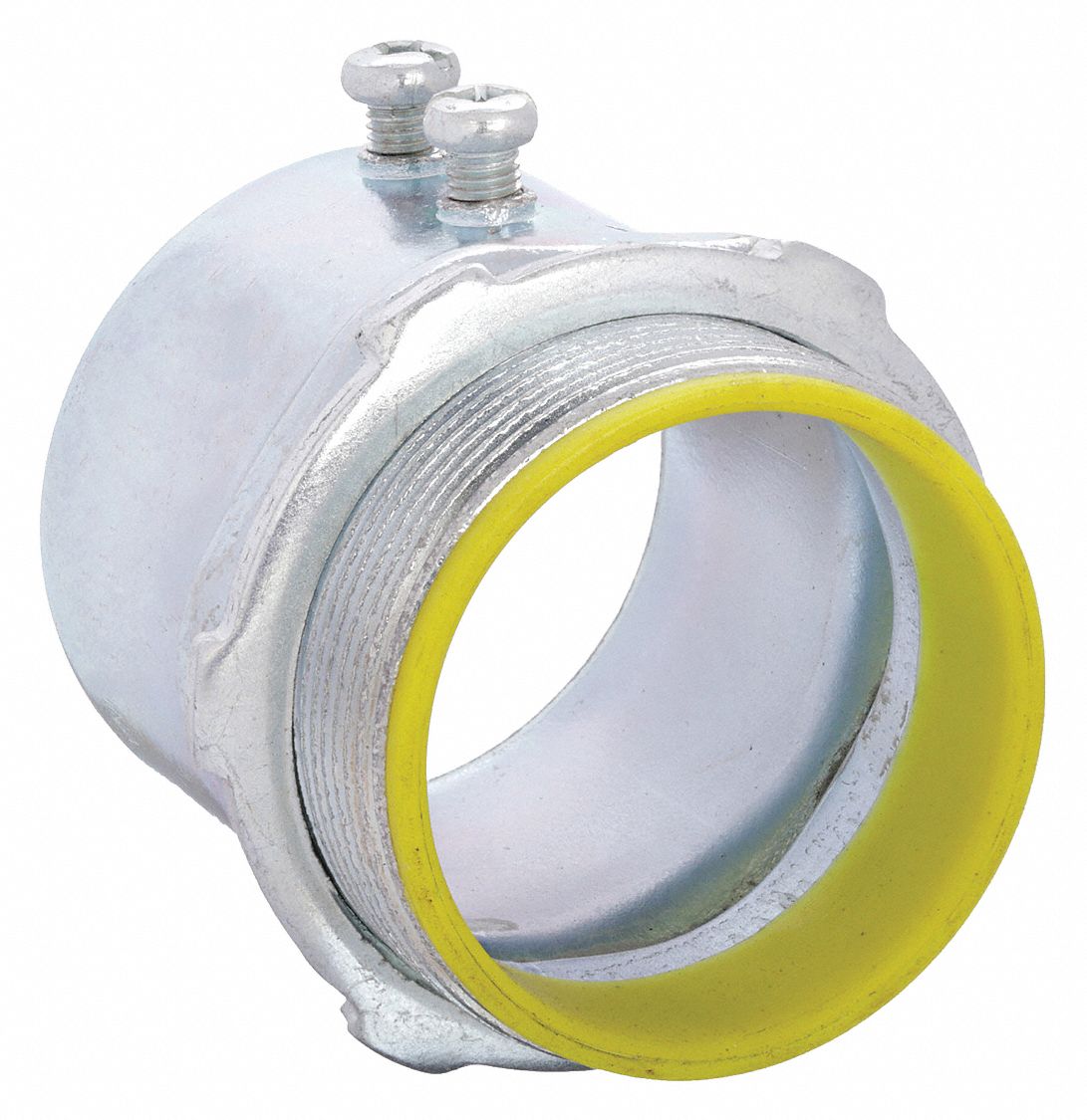 Steel, 2 in Trade Size, Insulated Set Screw Connector, Concrete Tight ...