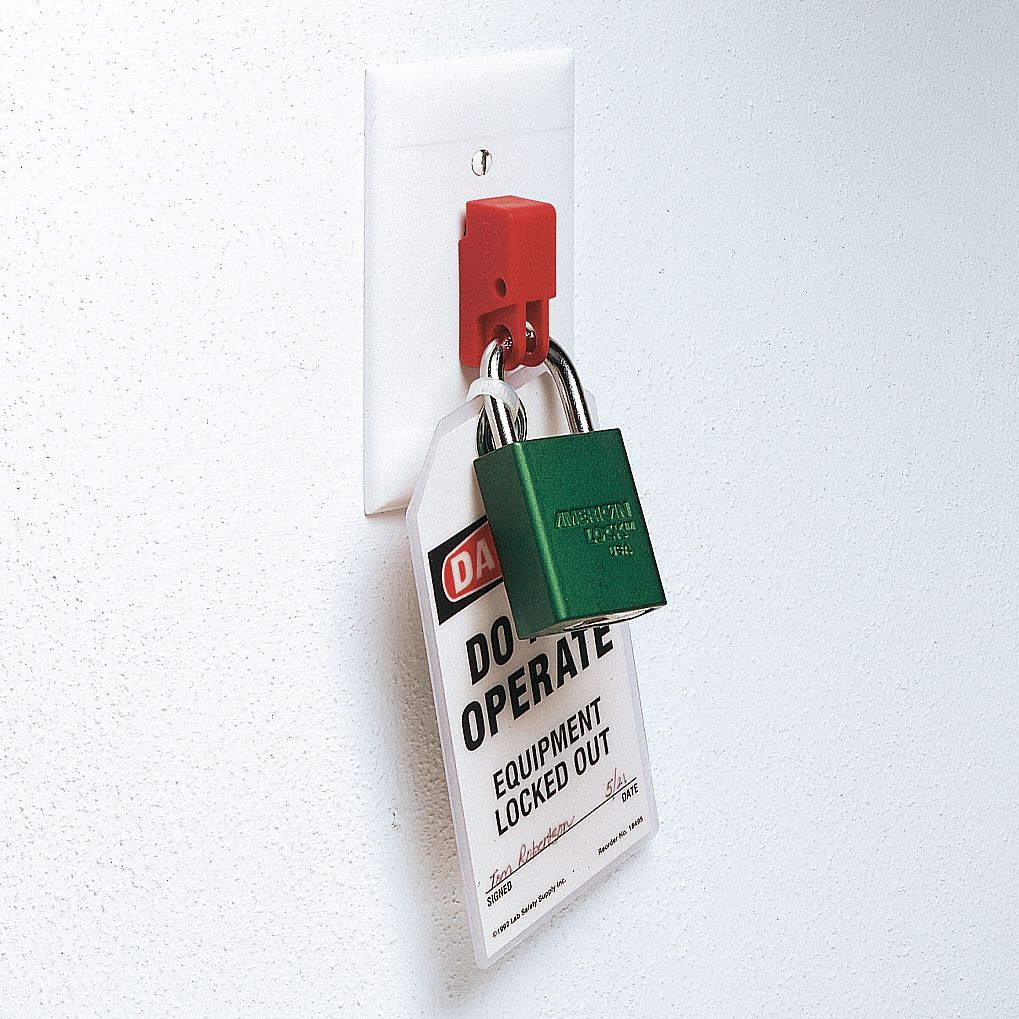 PANDUIT Wall Switch Lockout, Red, 11/32 in Padlock Shackle Max. Dia ...