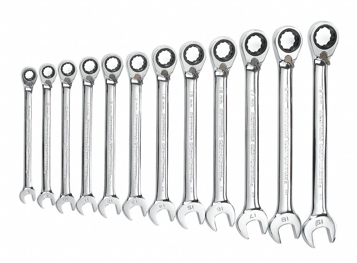Reversible Wrench Set, Alloy Steel, Polished - Grainger