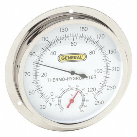 GENERAL, 0%to 100% Humidity Range, Wall, Analog Hygrometer - 3LYU4 ...