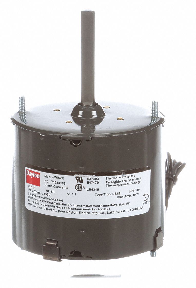 DAYTON HVAC Motor: Totally Enclosed Air-Over, 1/40 HP, 1,550 Nameplate ...