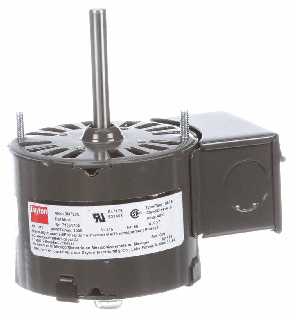 DAYTON HVAC Motor, 1/40 HP, Shaded Pole, Nameplate RPM 1,550, No. of ...