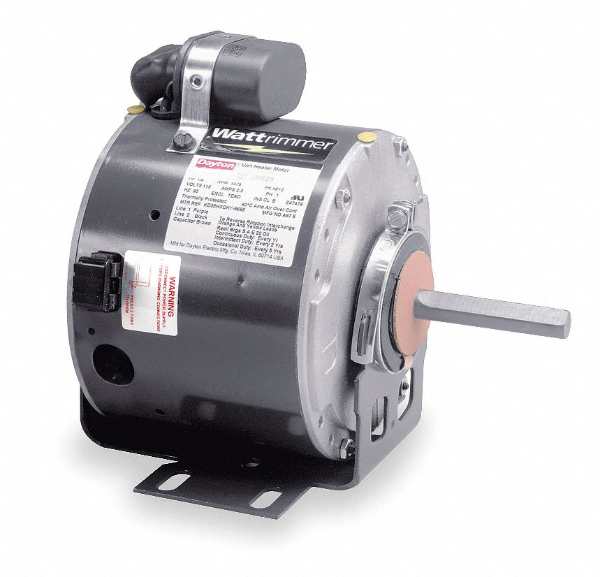 1/3 HP Unit Heater Motor,1075 Nameplate RPM,115 Voltage, Frame 48YZ ...